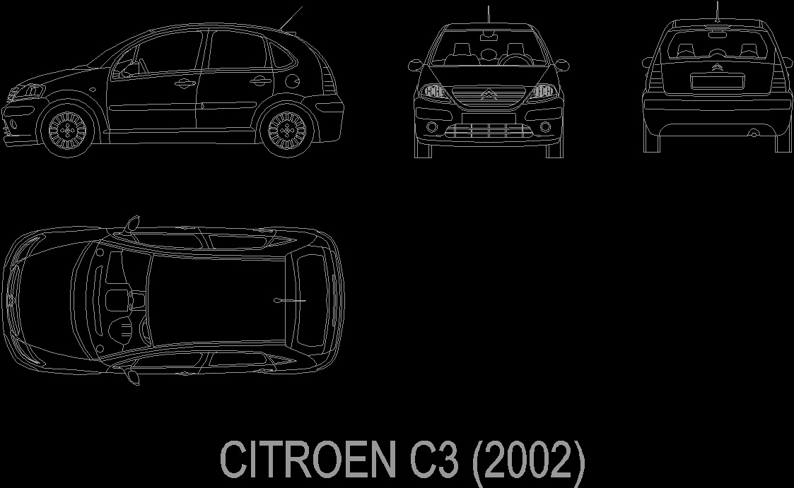 Citroen C3 - Car - Four Views DWG Block for AutoCAD • Designs CAD