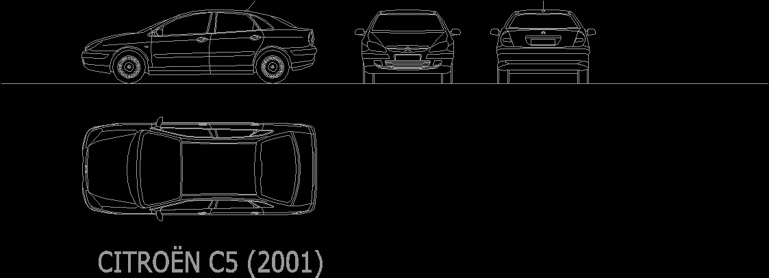 Citroen C5- Car - Four Views DWG Block for AutoCAD • Designs CAD