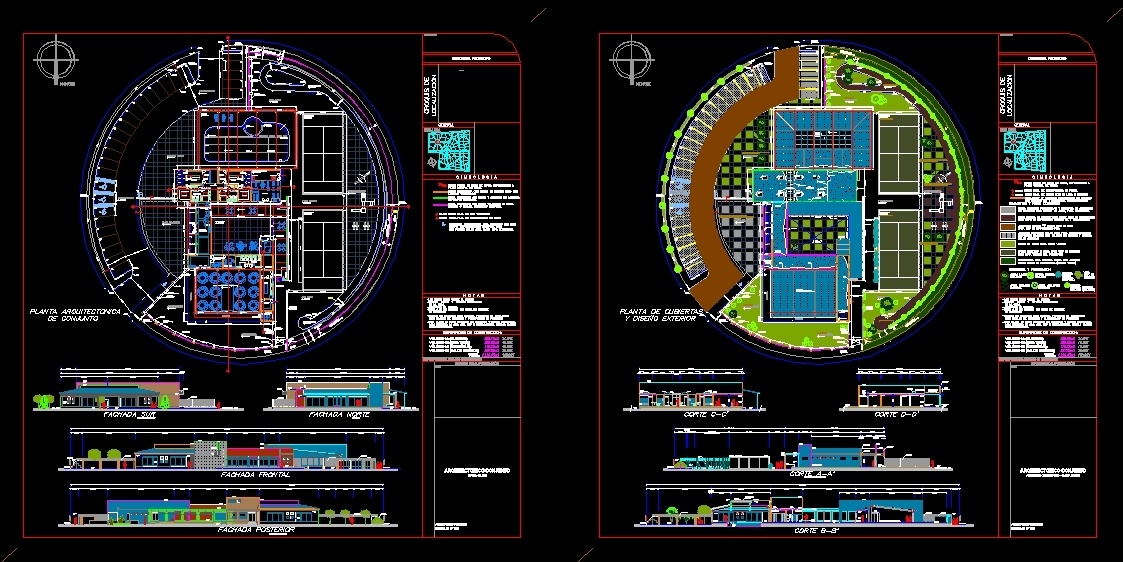 Club House, Housing Association--Pool, Courts, Multipurpose Room DWG ...