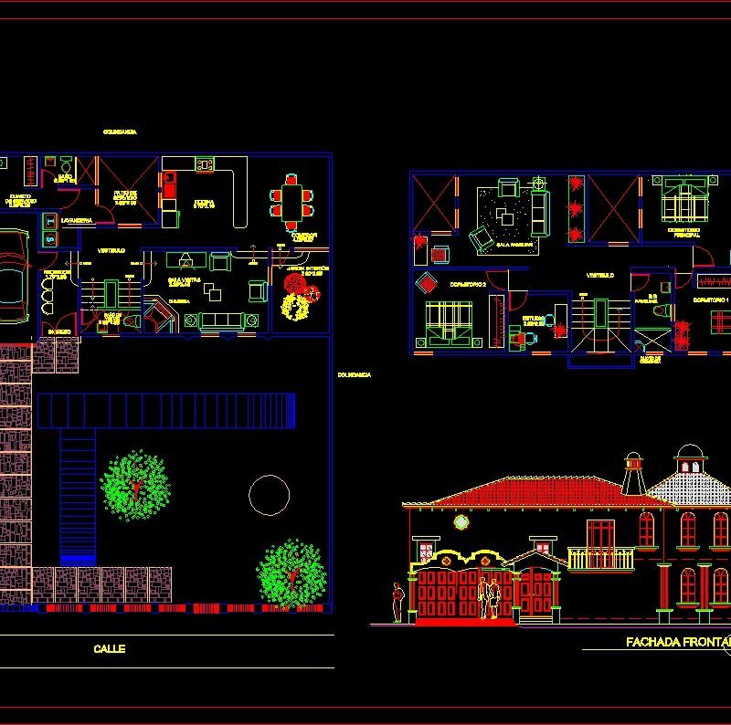 Colonial House DWG Block for AutoCAD | DesignsCAD