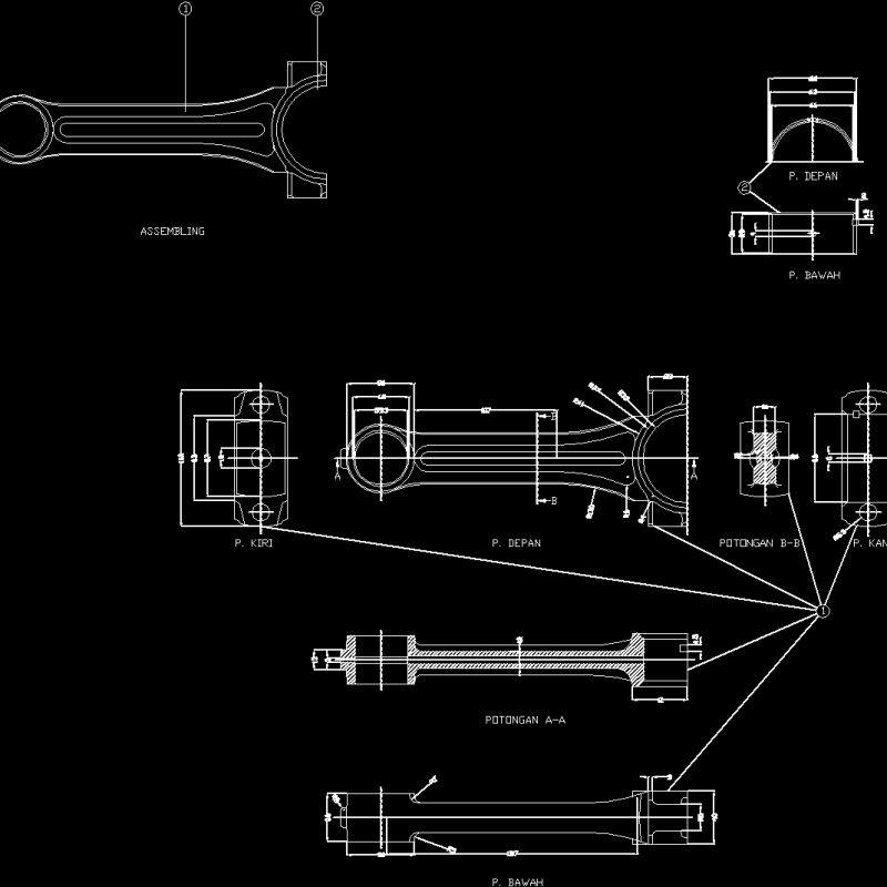 Conrod (Rod) DWG Section for AutoCAD • Designs CAD