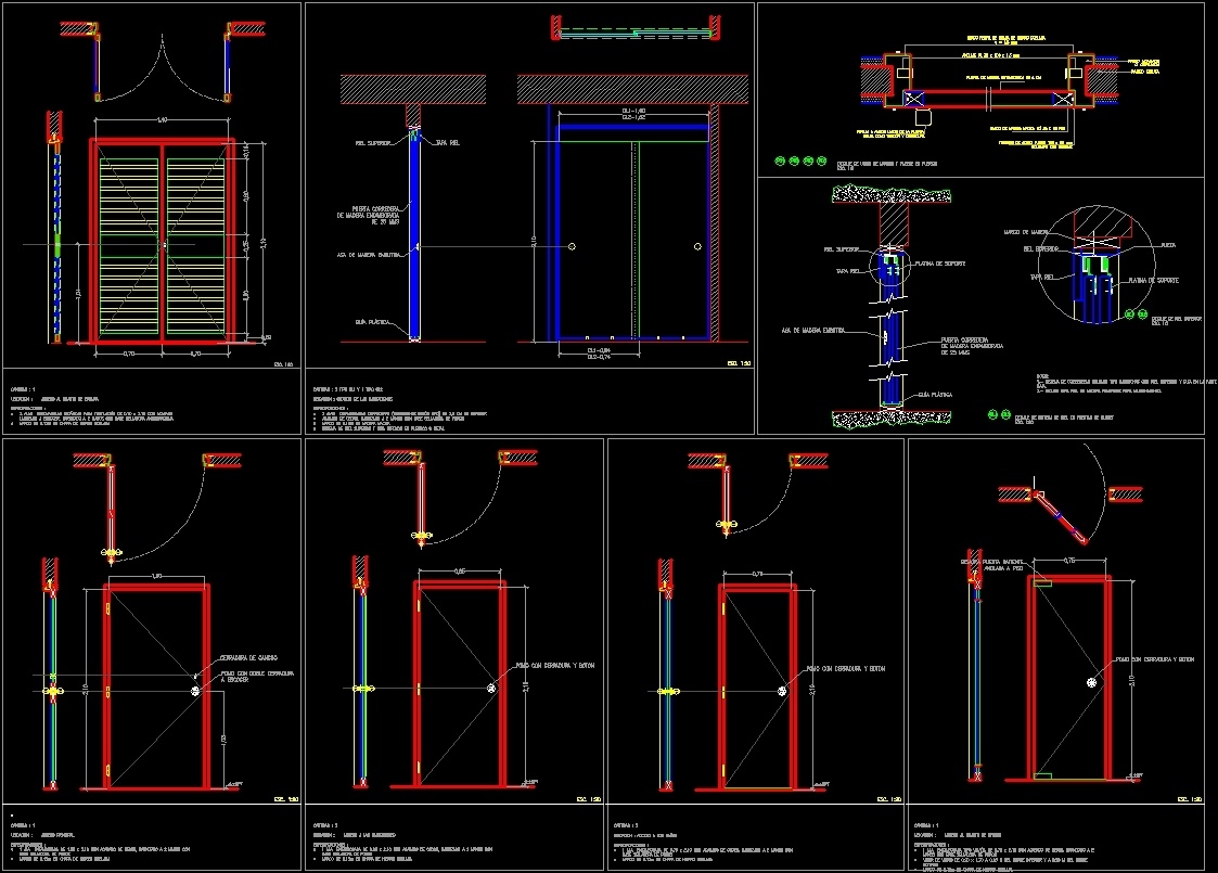 Construction Details Of 4 Types Of Doors DWG Detail for AutoCAD ...