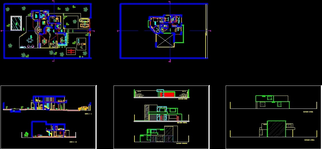 Country House, 2 Storeys, 3 Bedrooms, Pool And Garden DWG Block for ...