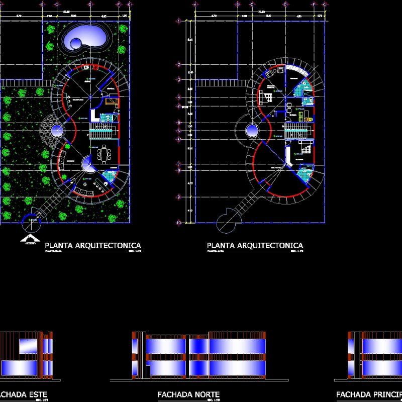 Curve Residence DWG Block for AutoCAD • Designs CAD