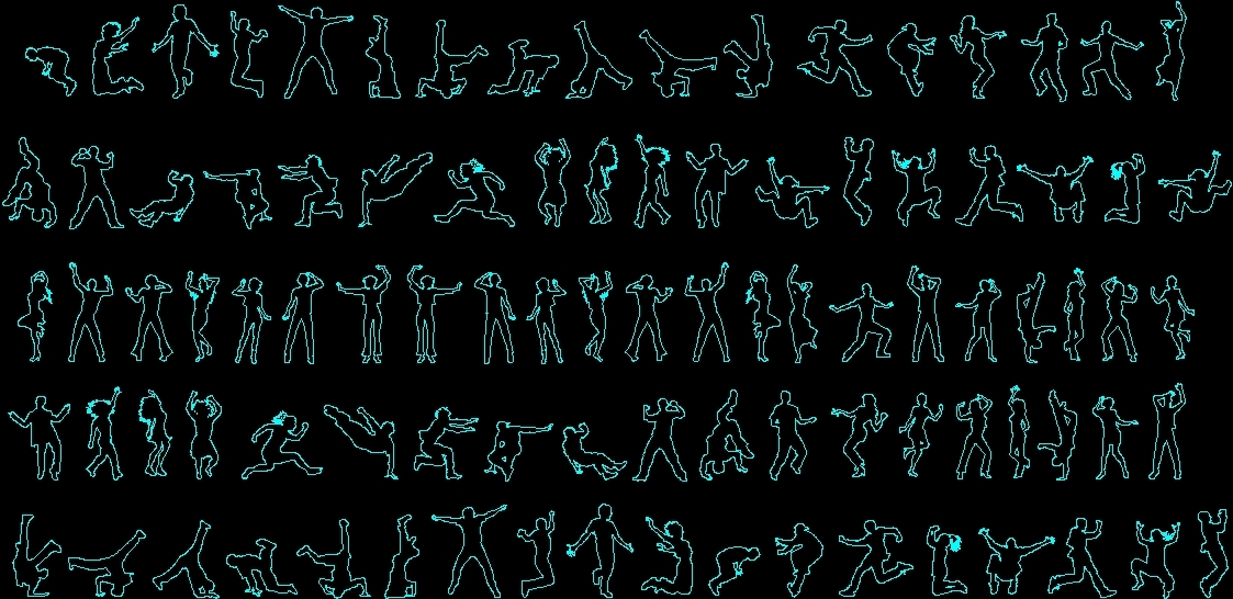 Dancing People Silhouettes And Salto DWG Block for AutoCAD • Designs CAD