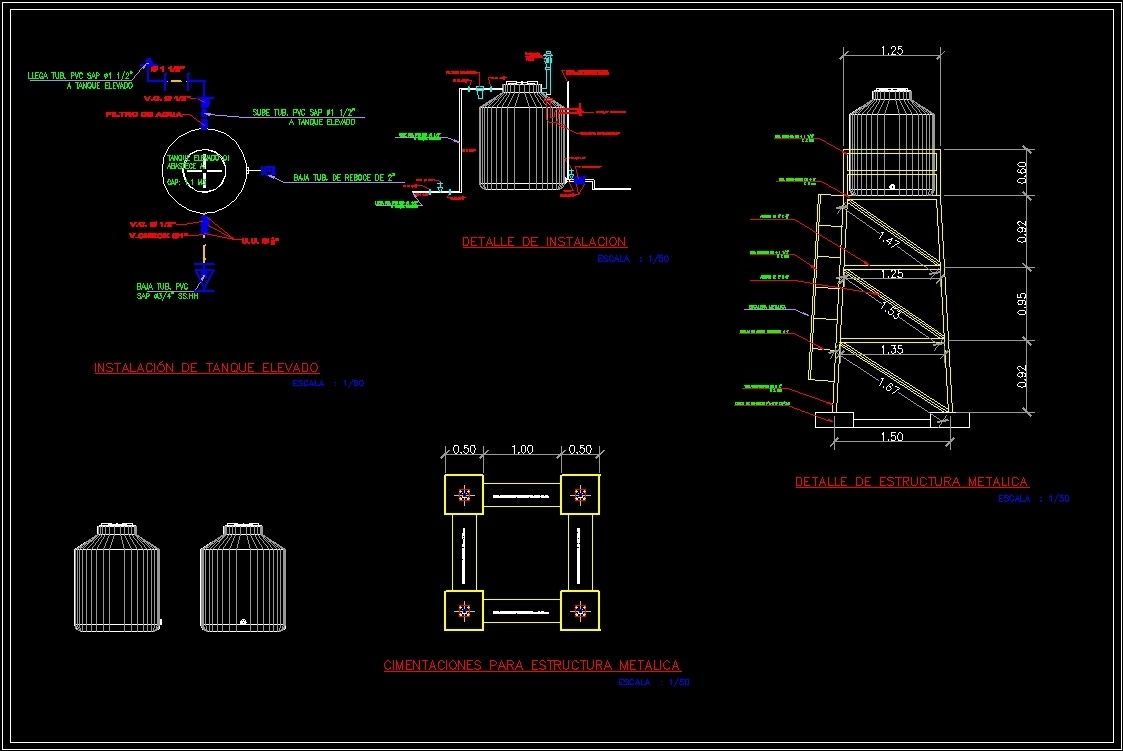 Detail Of Elevated Tank And Frame DWG Detail for AutoCAD • Designs CAD