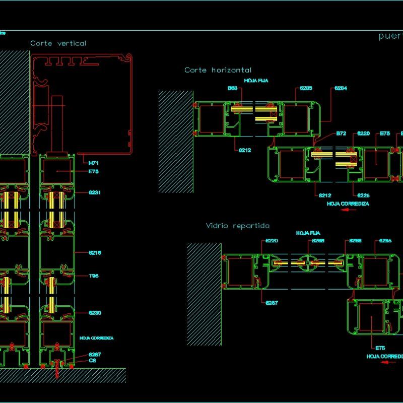 Detail Sliding Door - Automatic Sliding Door Aluar DWG Detail for ...