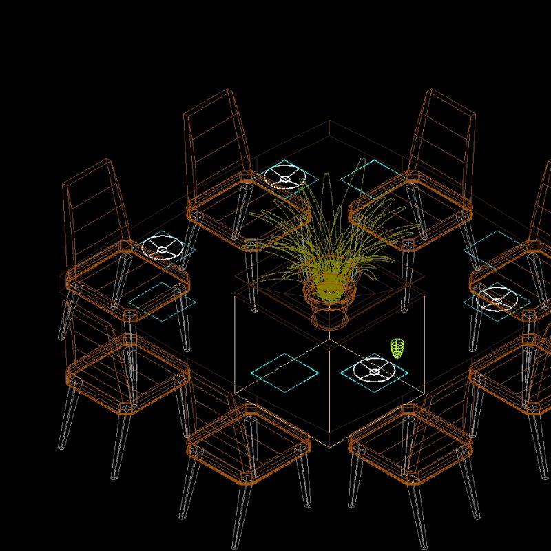 Dining 3D DWG Model for AutoCAD • Designs CAD