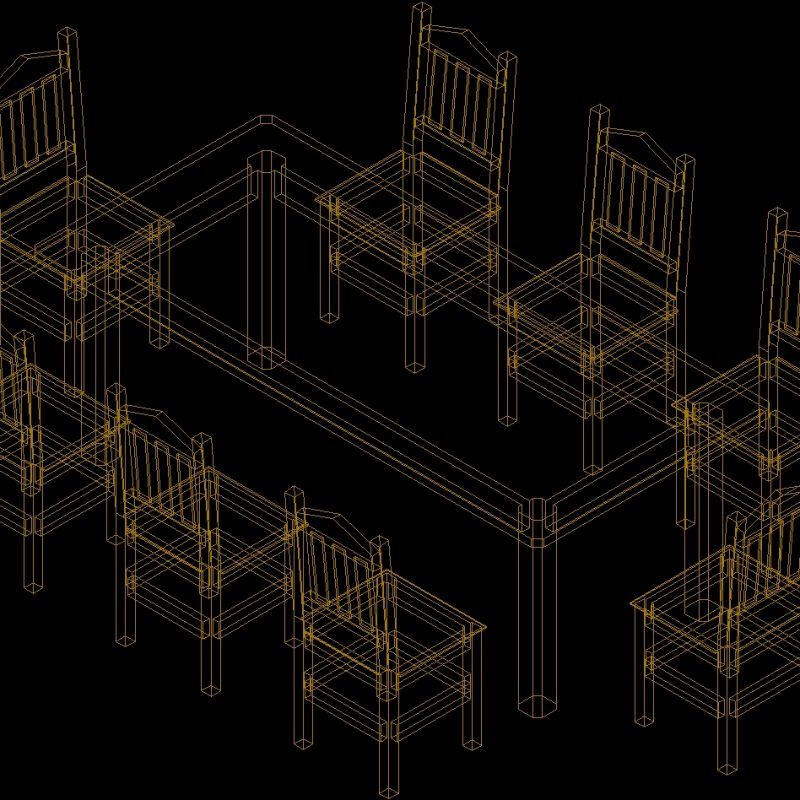 Dining Room Table And Chairs 3D DWG Model for AutoCAD • Designs CAD