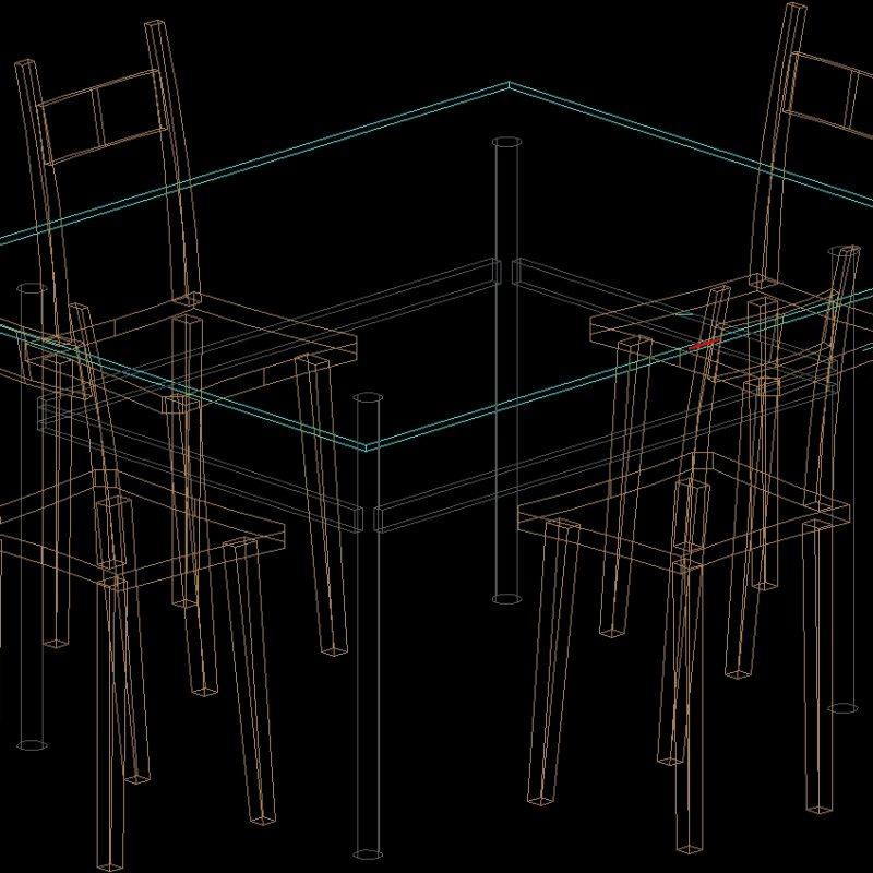 Dining Set 3D DWG Model for AutoCAD • Designs CAD