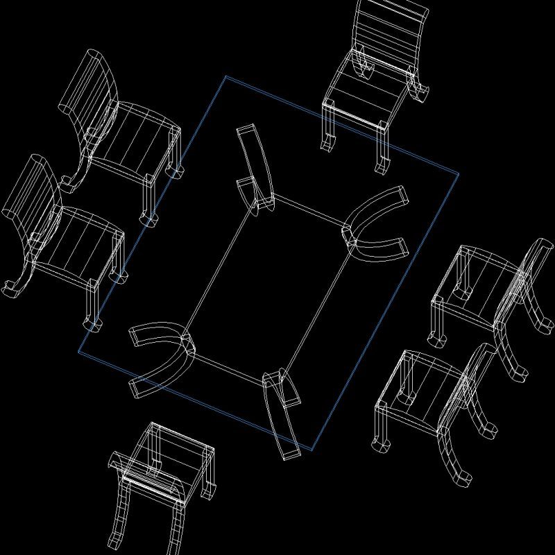 Dining Table 6 Posts DWG Block for AutoCAD • Designs CAD