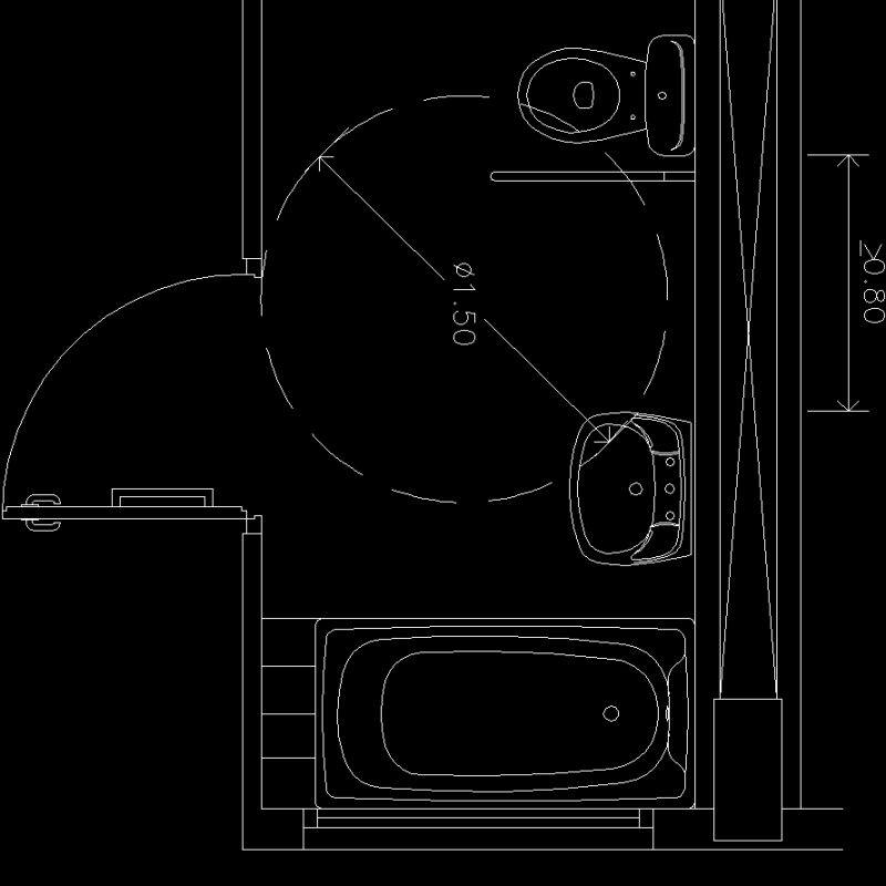 Disabilities - Restrooms Spaces And Measures DWG Block for AutoCAD ...