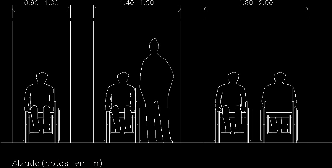 Discapacities People - Corridor's Wide DWG Block for AutoCAD • Designs CAD