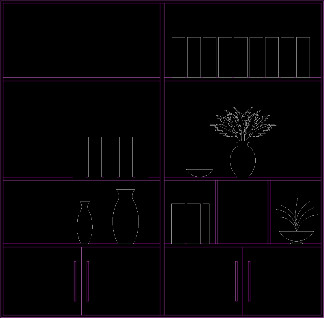 Display Bookcase With Doors Below DWG Section for AutoCAD • Designs CAD