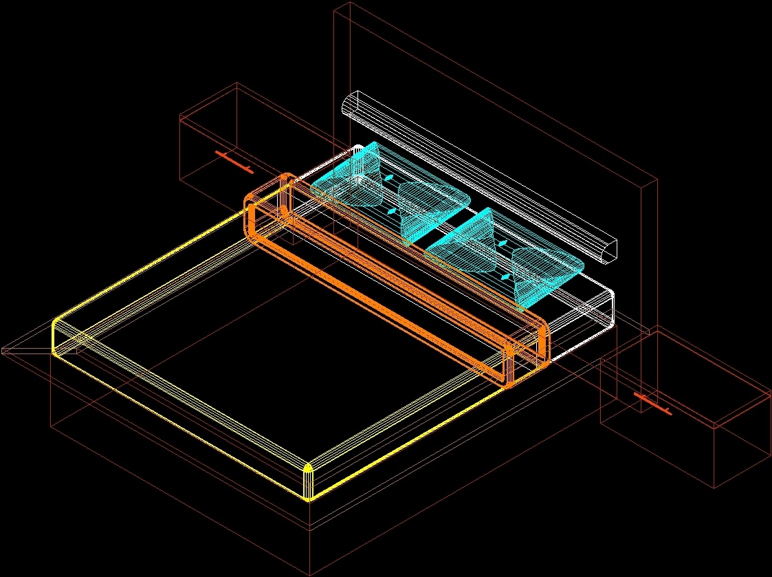 Double Bed 3D DWG Model for AutoCAD | Designs CAD