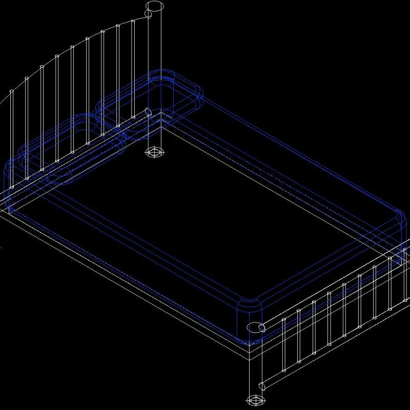 Double Bed 3D DWG Model for AutoCAD • Designs CAD