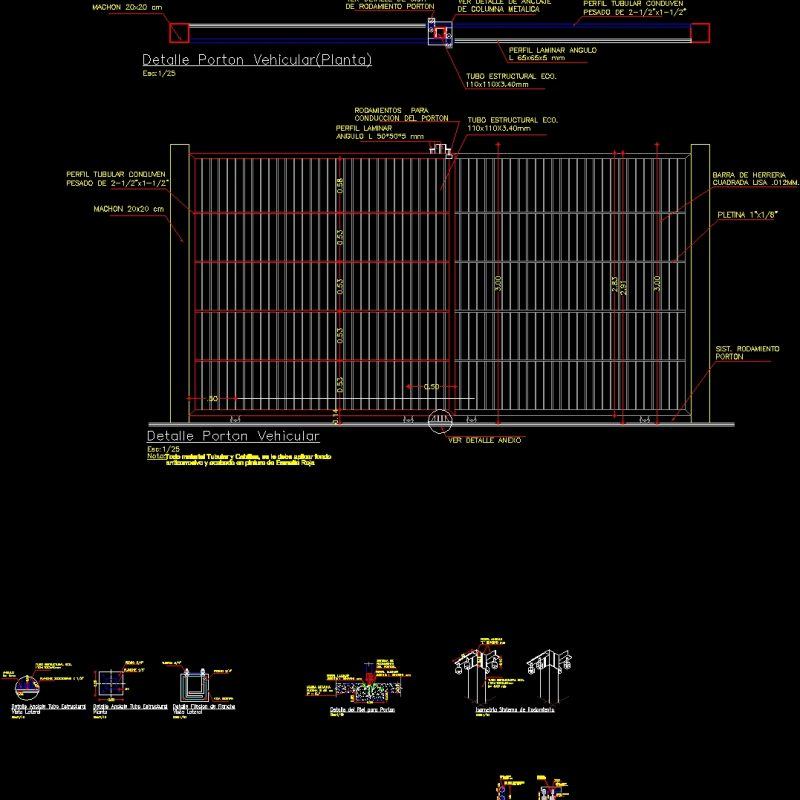 Double Leaf Sliding Gate DWG Detail for AutoCAD • Designs CAD