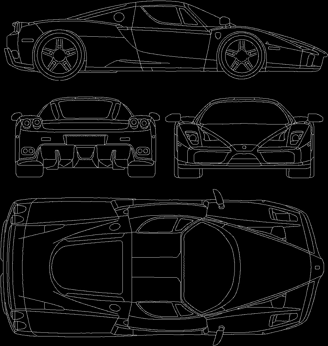 Enzo Ferrari Car - Four Views DWG Block for AutoCAD • Designs CAD