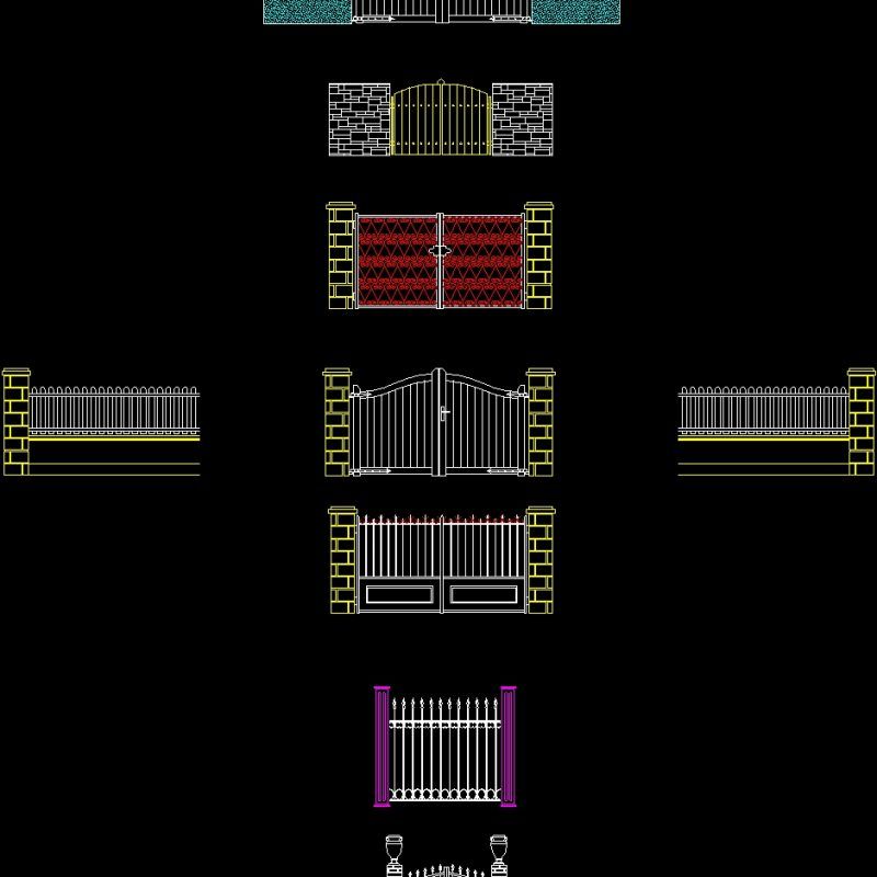 Fences , Gates And Front DWG Block for AutoCAD • Designs CAD