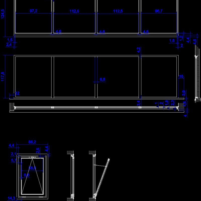 Fixed And Hinged Window DWG Block for AutoCAD • Designs CAD