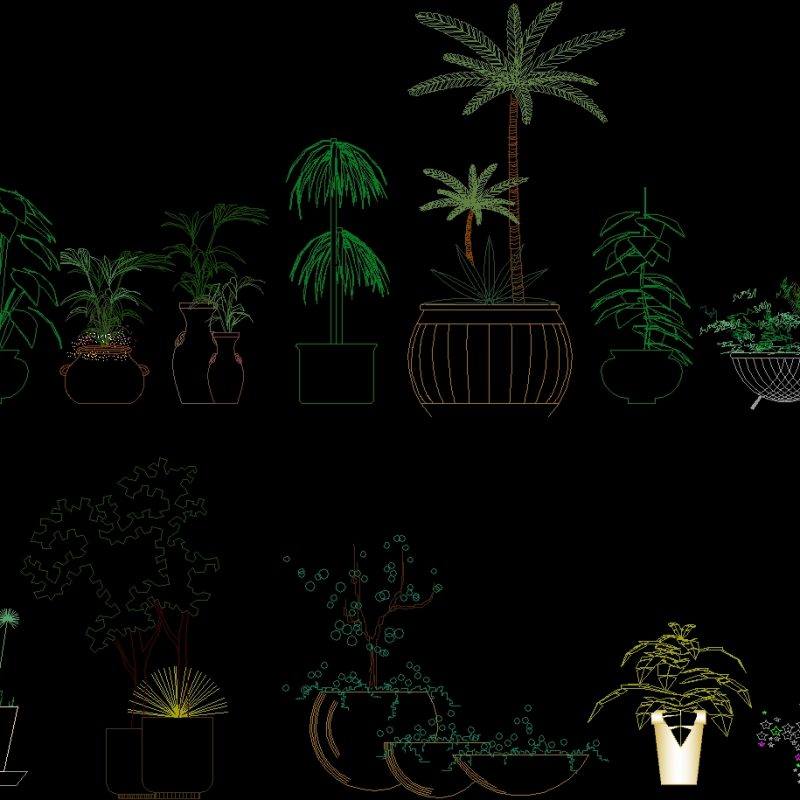 Flowerpots DWG Elevation for AutoCAD • Designs CAD