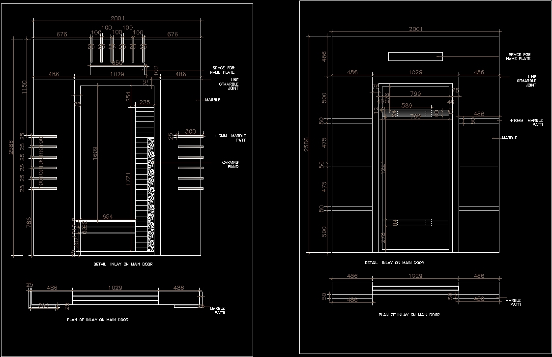 Formal Entrance Door, Marble DWG Block for AutoCAD • Designs CAD