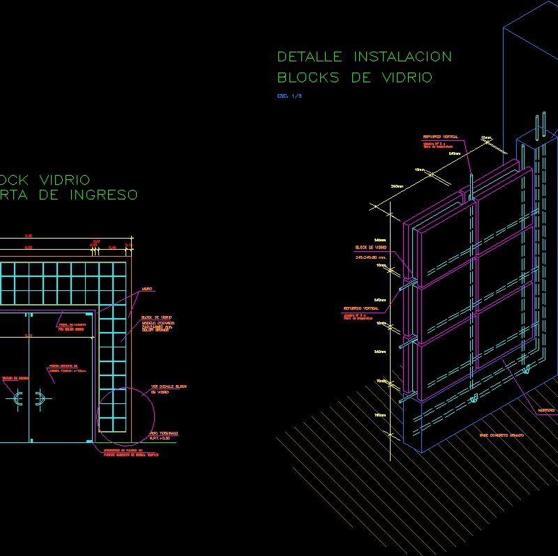 Glass Block- Brick Detail DWG Detail for AutoCAD • Designs CAD