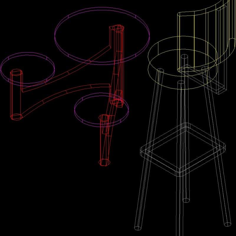 Glass Table With Bench 3D DWG Model for AutoCAD • Designs CAD