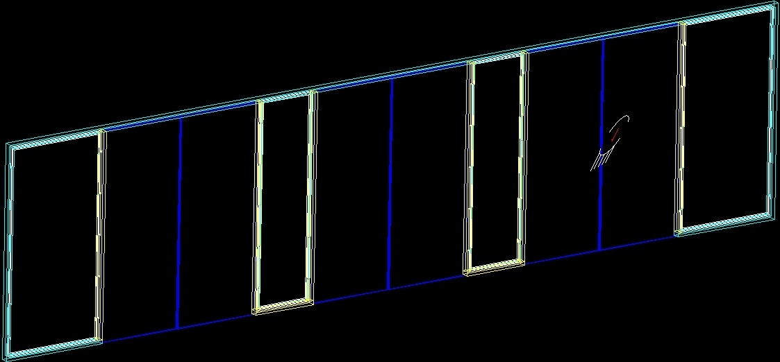 Glazed Panel With Applied Materials 12x285m - Three Doors 3D DWG Model ...
