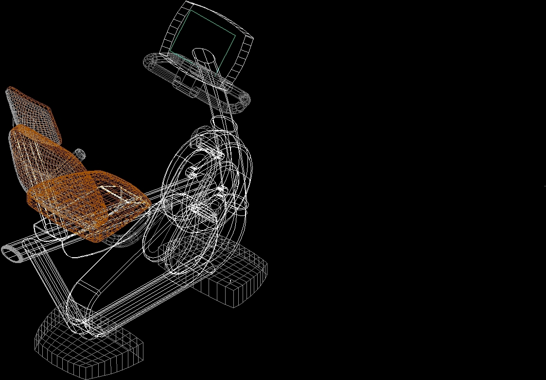 Gym Equipment, Reclining Exercycle 3D DWG Model for AutoCAD • Designs CAD
