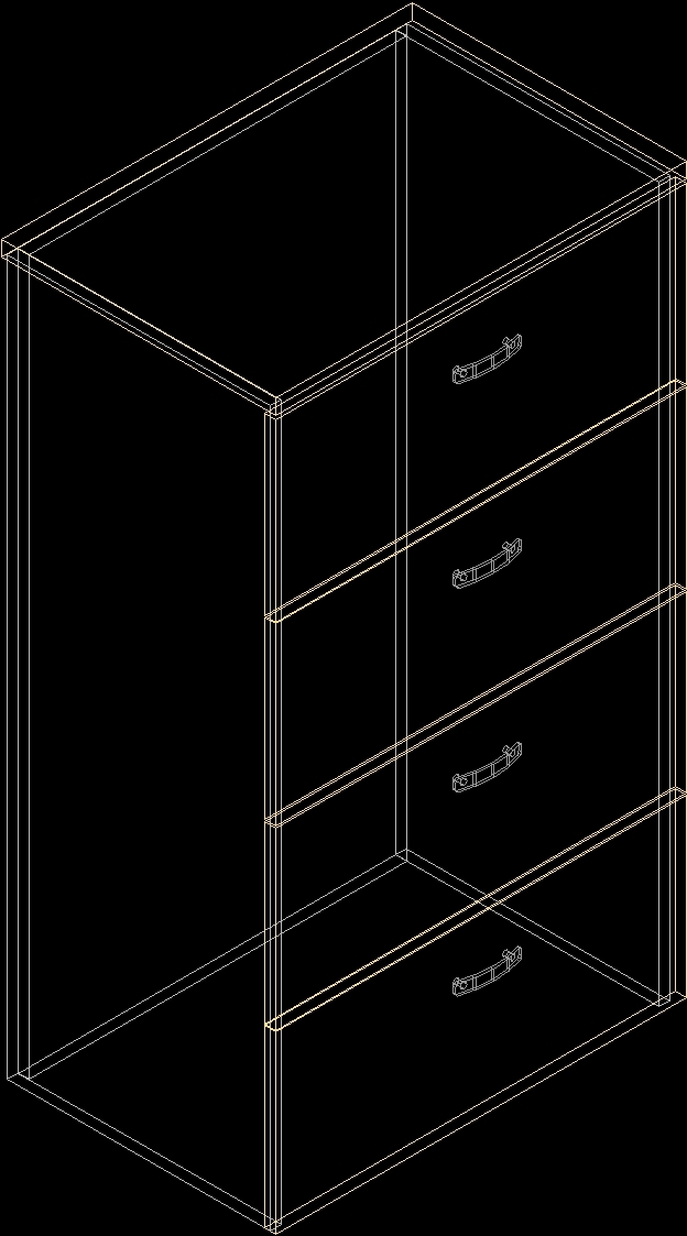 Horizontal File Cabinet, 4 Drawers, Laminated Plastic DWG Block for ...