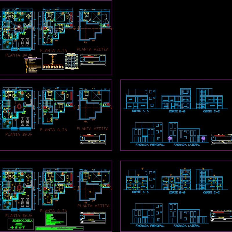 Housing - Architectonic Plants - Finishes -Facades DWG Section for ...