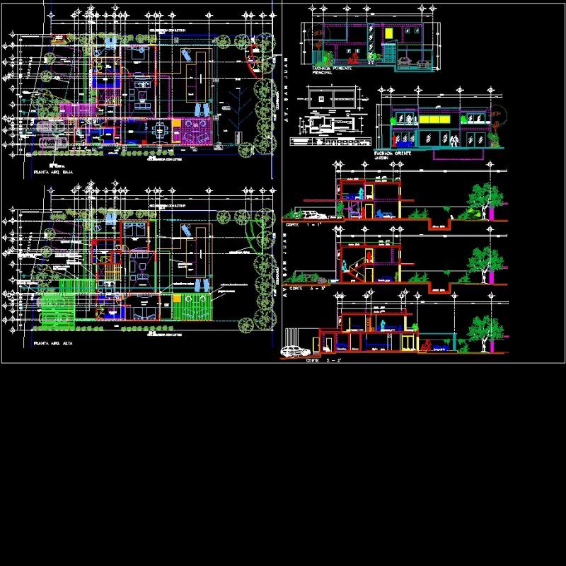 Housing Two Plants DWG Section for AutoCAD • Designs CAD