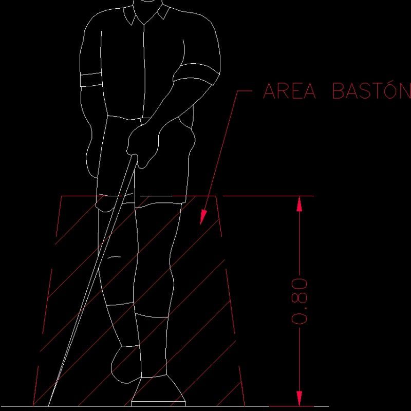 Human Figure With Cane DWG Block for AutoCAD • Designs CAD