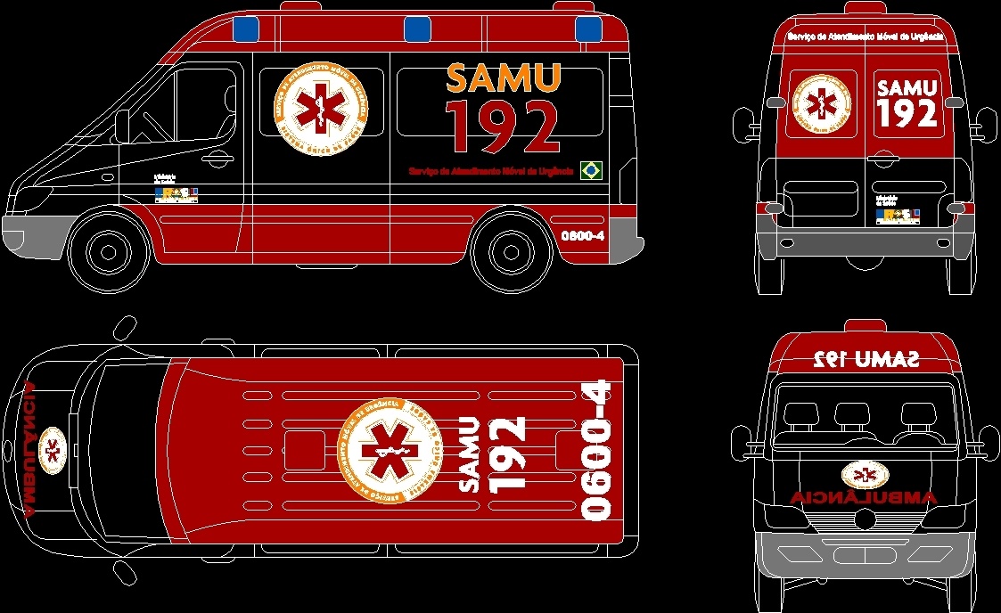 Icu Ambulance Samu - Brazil DWG Block for AutoCAD • Designs CAD