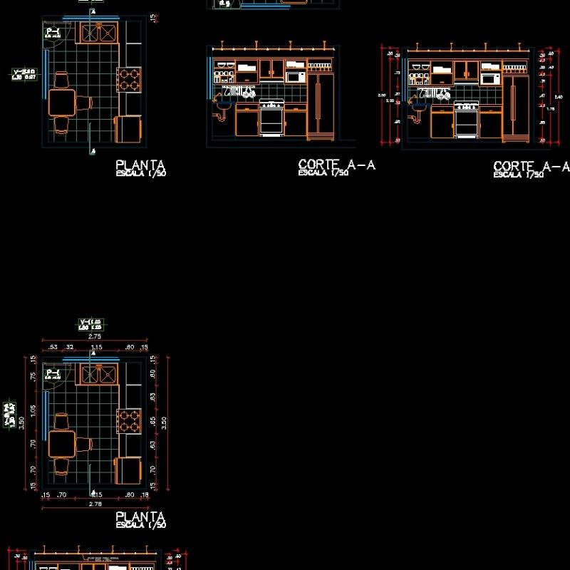 Kitchen With Dining Table, Cabinets And Equipment DWG Plan for AutoCAD ...
