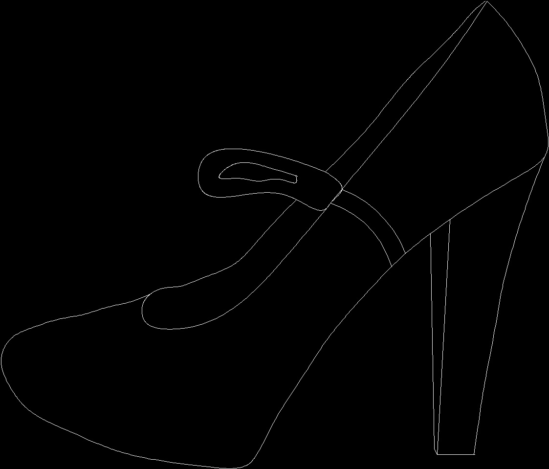 Lady's Shoe--High Heeled Pump With Mary Jane Strap DWG Block for ...