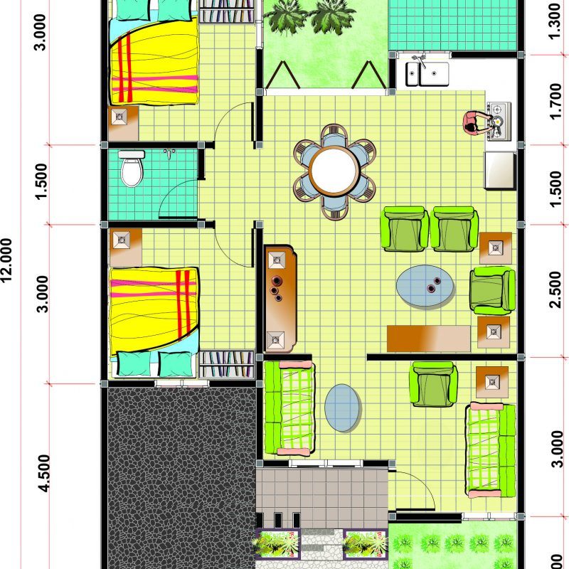 Small House 8 X 12 M DWG Block for AutoCAD • Designs CAD