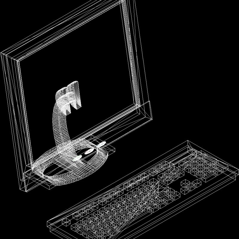 Lcd Monitor Keyboard 3D DWG Model for AutoCAD • Designs CAD