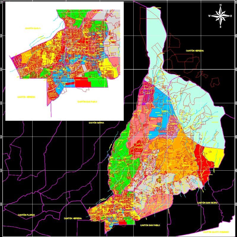 Map San Rafael Heredia Costa Rica DWG Block for AutoCAD • Designs CAD