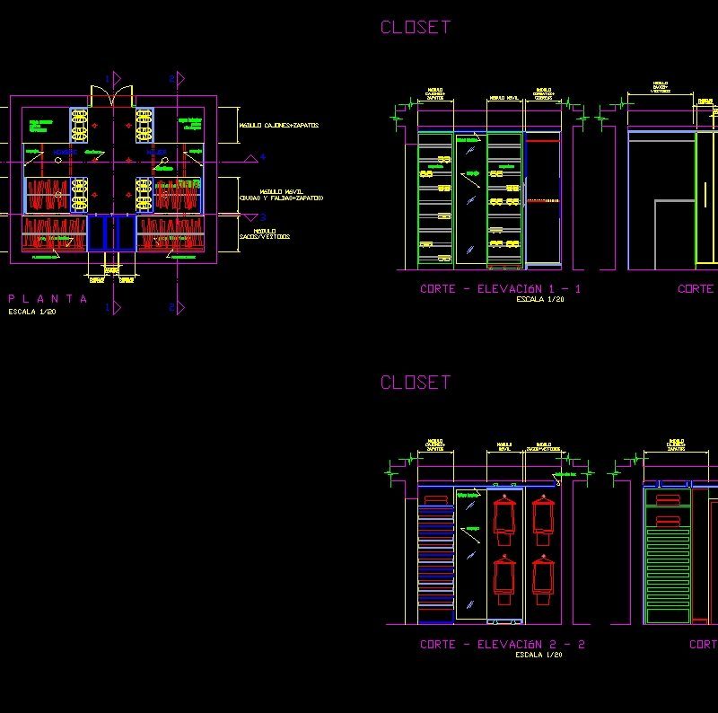 Mixed Closet DWG Section for AutoCAD | DesignsCAD