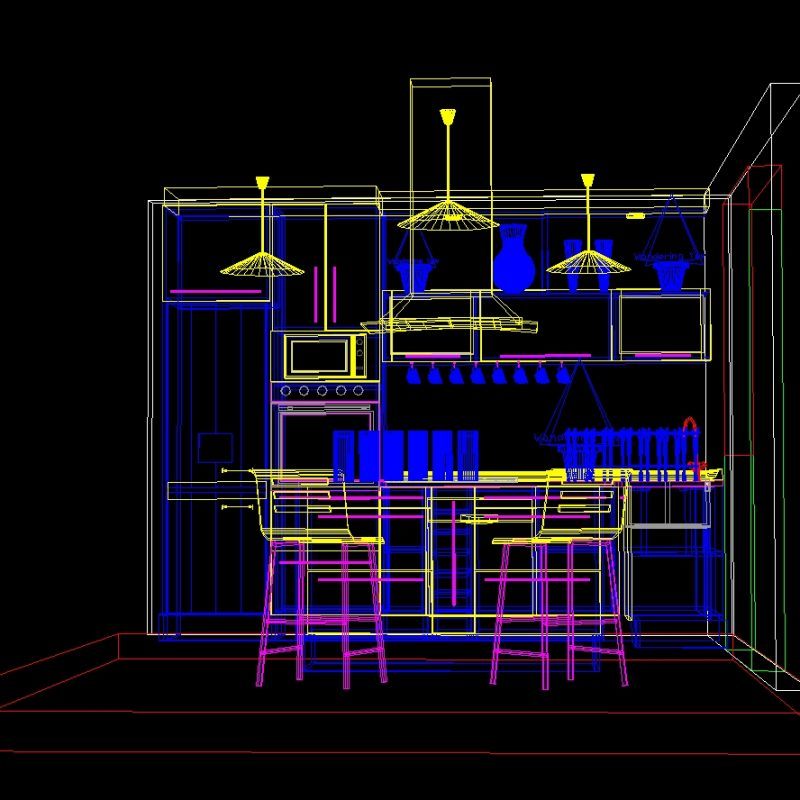 Modern Modular Kitchen 3D DWG Model for AutoCAD • Designs CAD