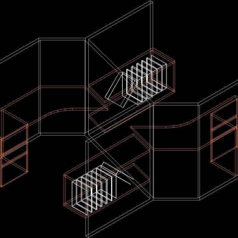 Modern Workstation 3outputs 3D DWG Model for AutoCAD • Designs CAD