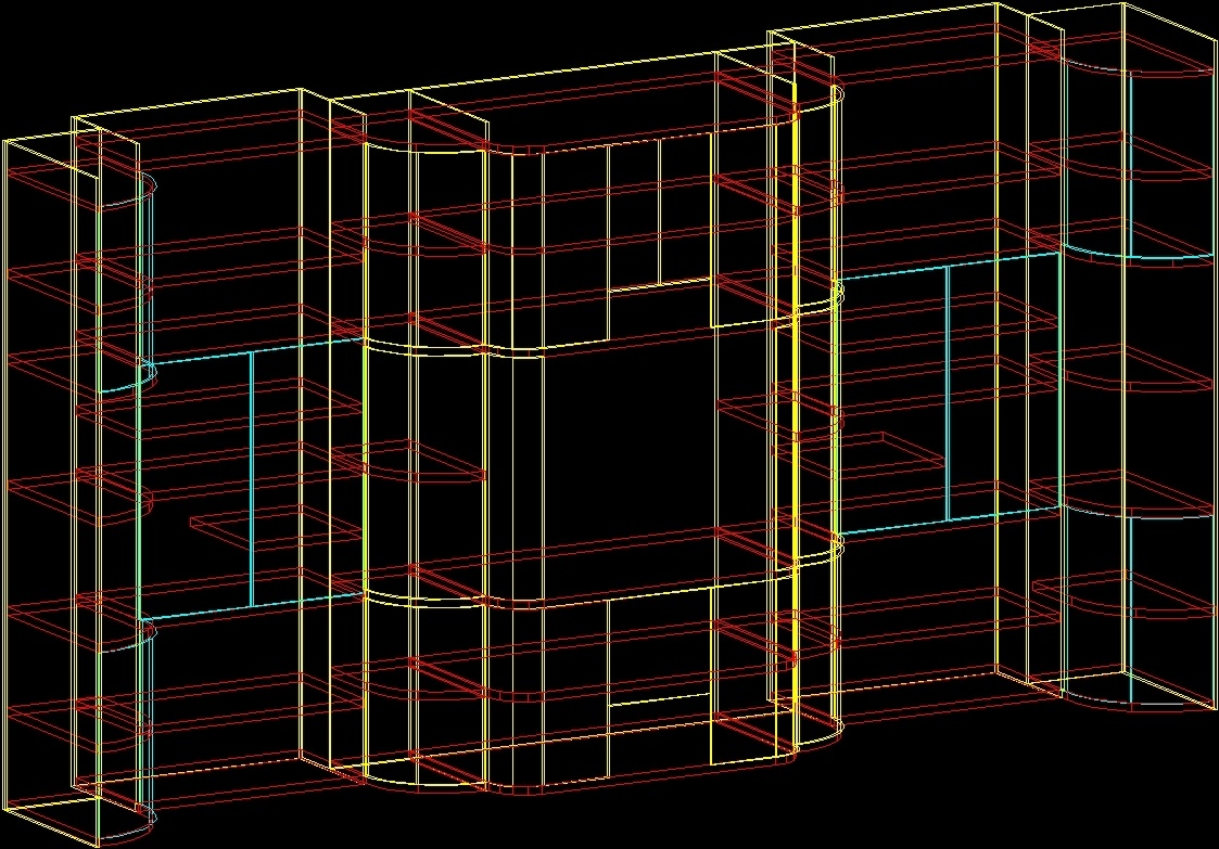 Movel Shelves For Living Room 3D DWG Model for AutoCAD • Designs CAD