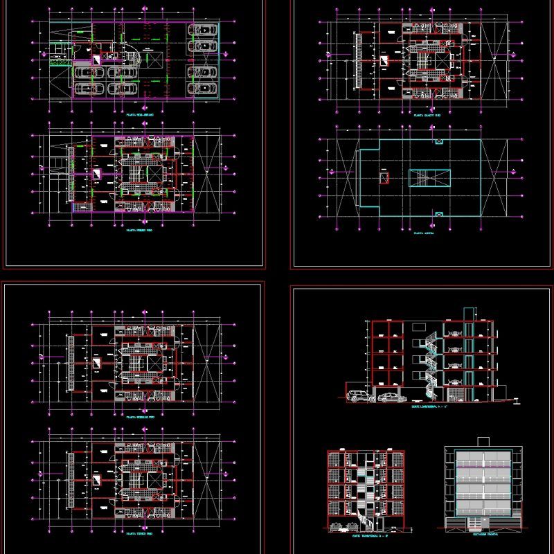 Multifamily Building 300m2 (4 Levels) DWG Block for AutoCAD | DesignsCAD
