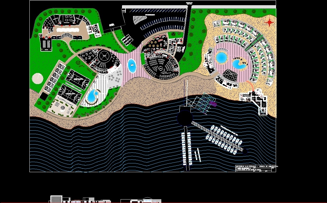 Nautical Club Hotel Shopping Sports Complex, Piura, Peru DWG Block for ...