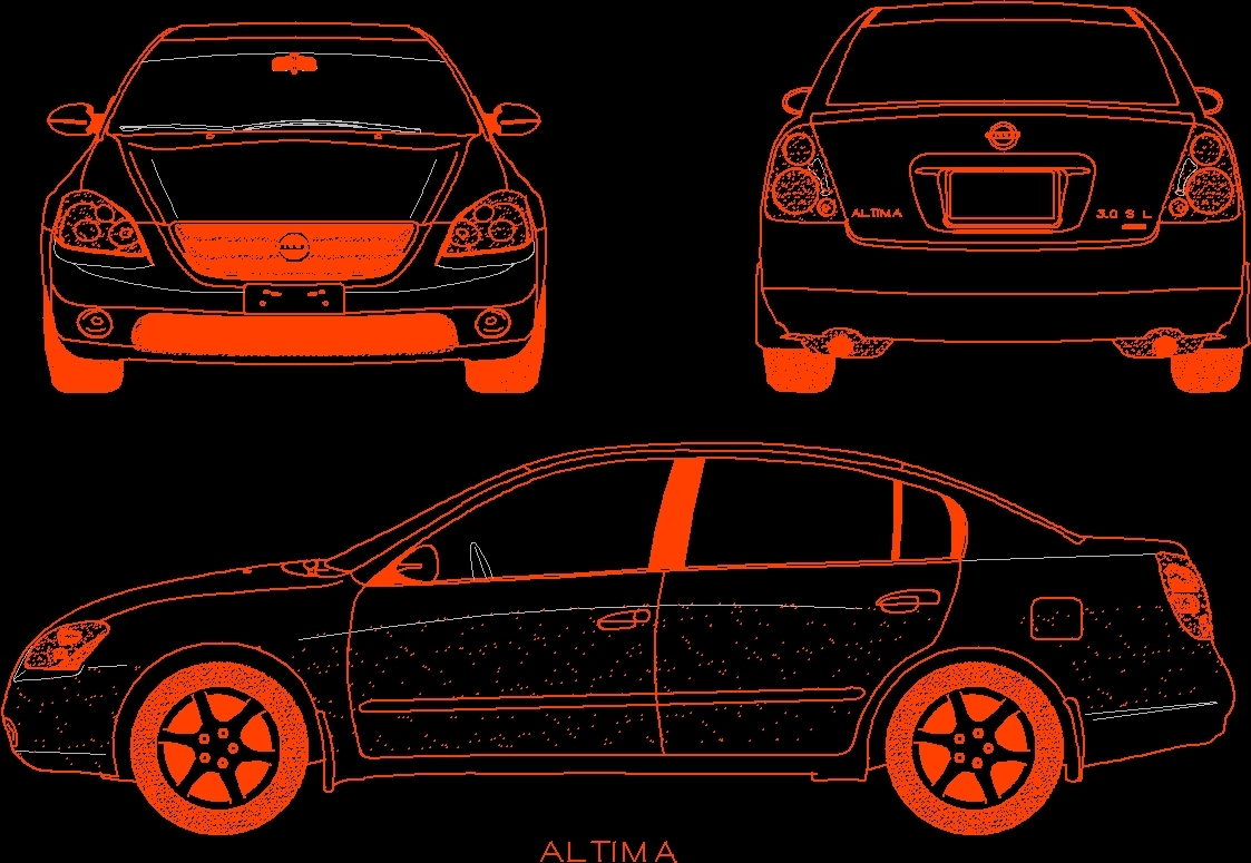 Nissan Altima - Car - Views DWG Block for AutoCAD • Designs CAD