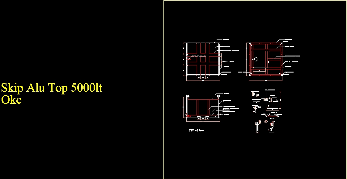 Ocean Container Skip Aluminum 5000 Litres DWG Block for AutoCAD ...