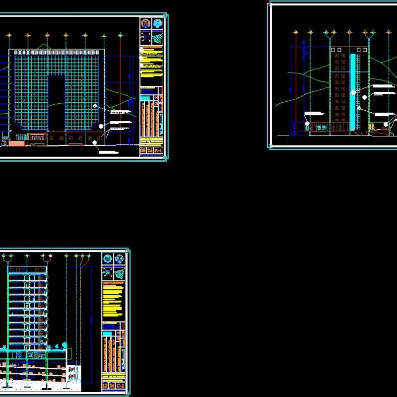 Office's Building For Rent Mexico - Plants - Sections - Elevations DWG ...