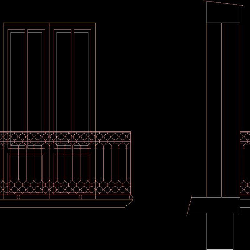 Old Balcony Elevation And Section DWG Section for AutoCAD • Designs CAD